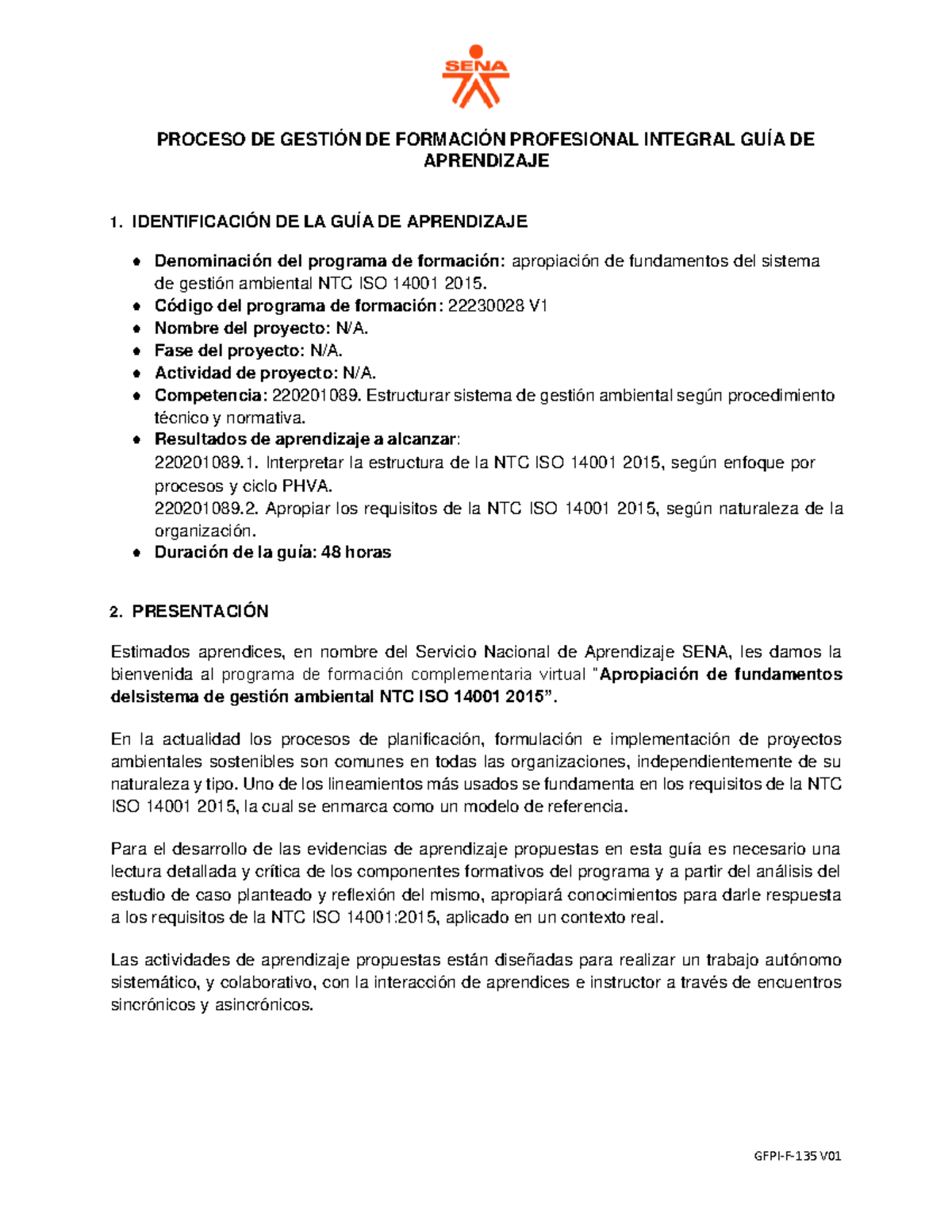 Guía de Aprendizaje 2 - Fundamentos del SGA NTC ISO 14001 2015 - Studocu