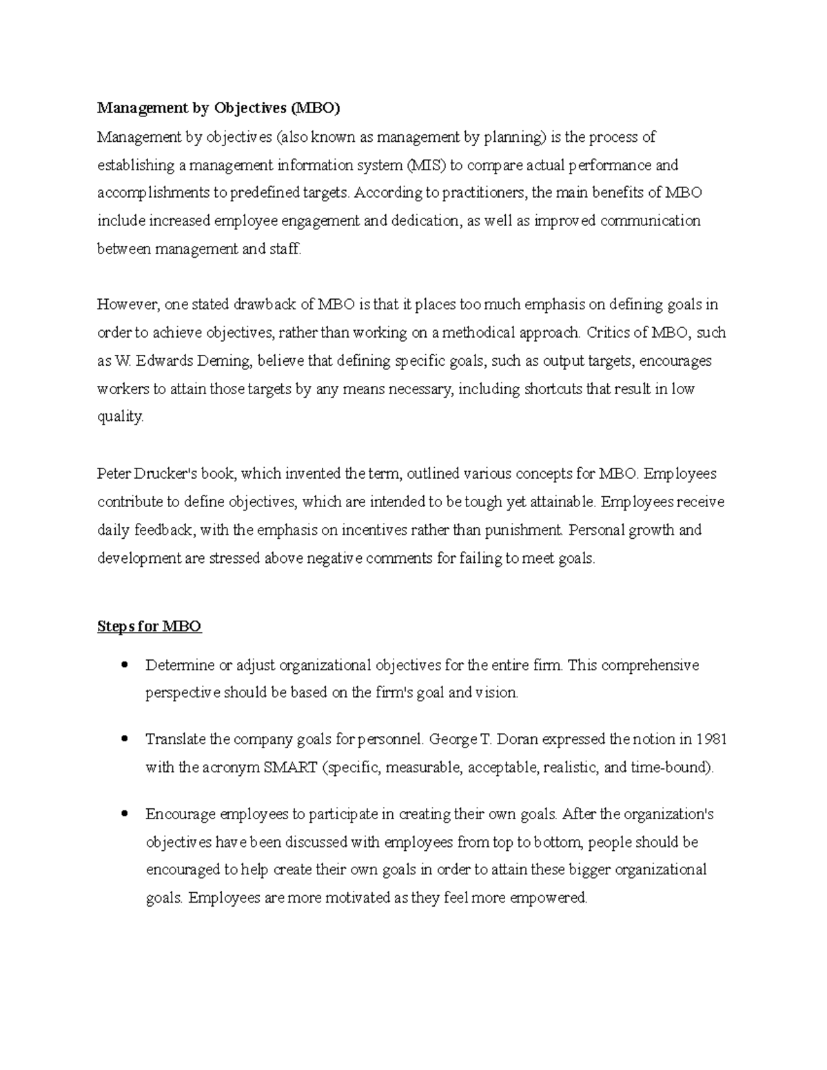 Management by Objectives (MBO) - Management by Objectives (MBO ...