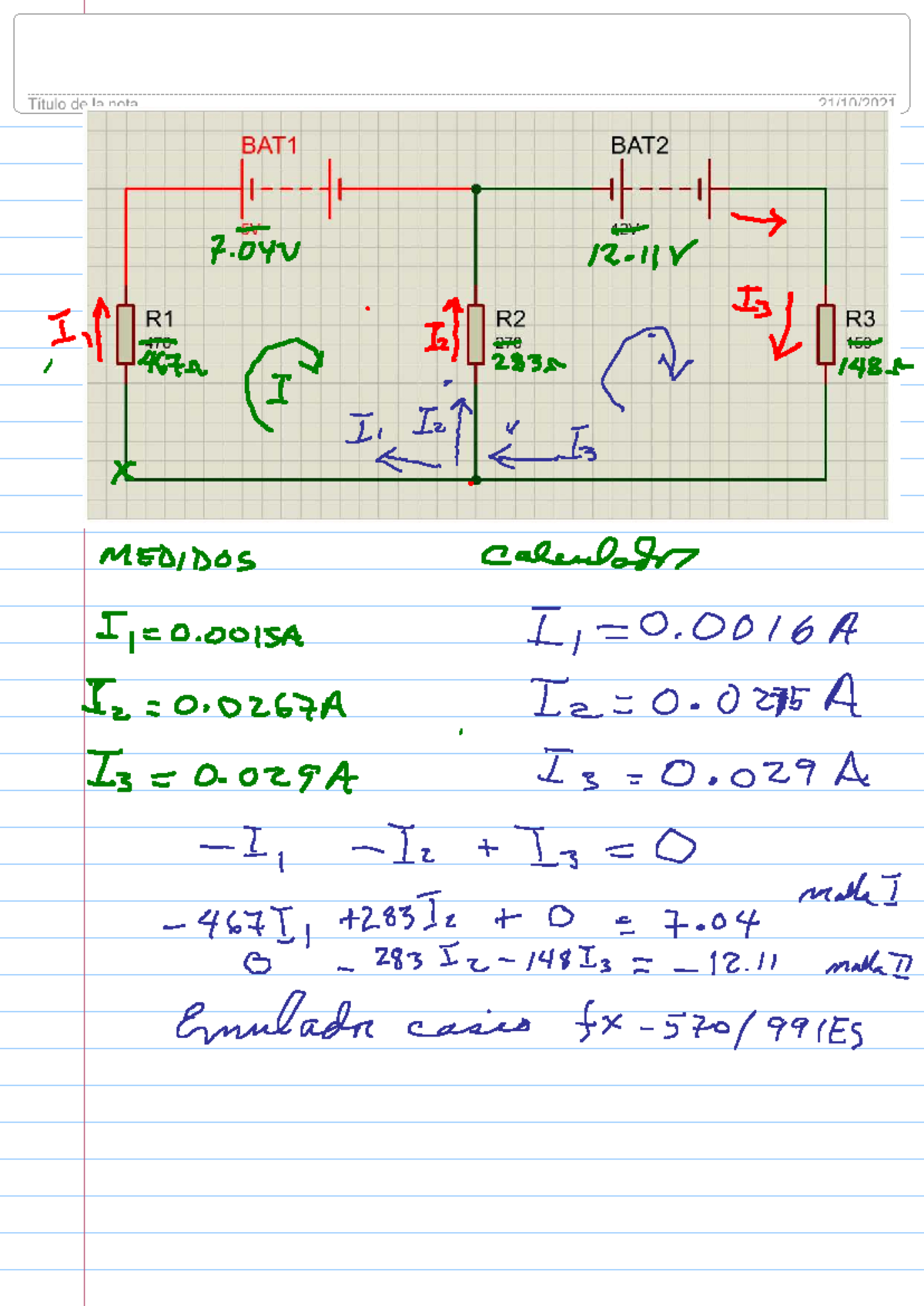 Reglas de Kirchhoff - Apuntes BAT1 BAT2 I 5V 12V 7.0YV - Studocu