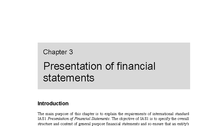 Chapter 3: IAS 1 - Presentation of Financial Statements Overview - Studocu