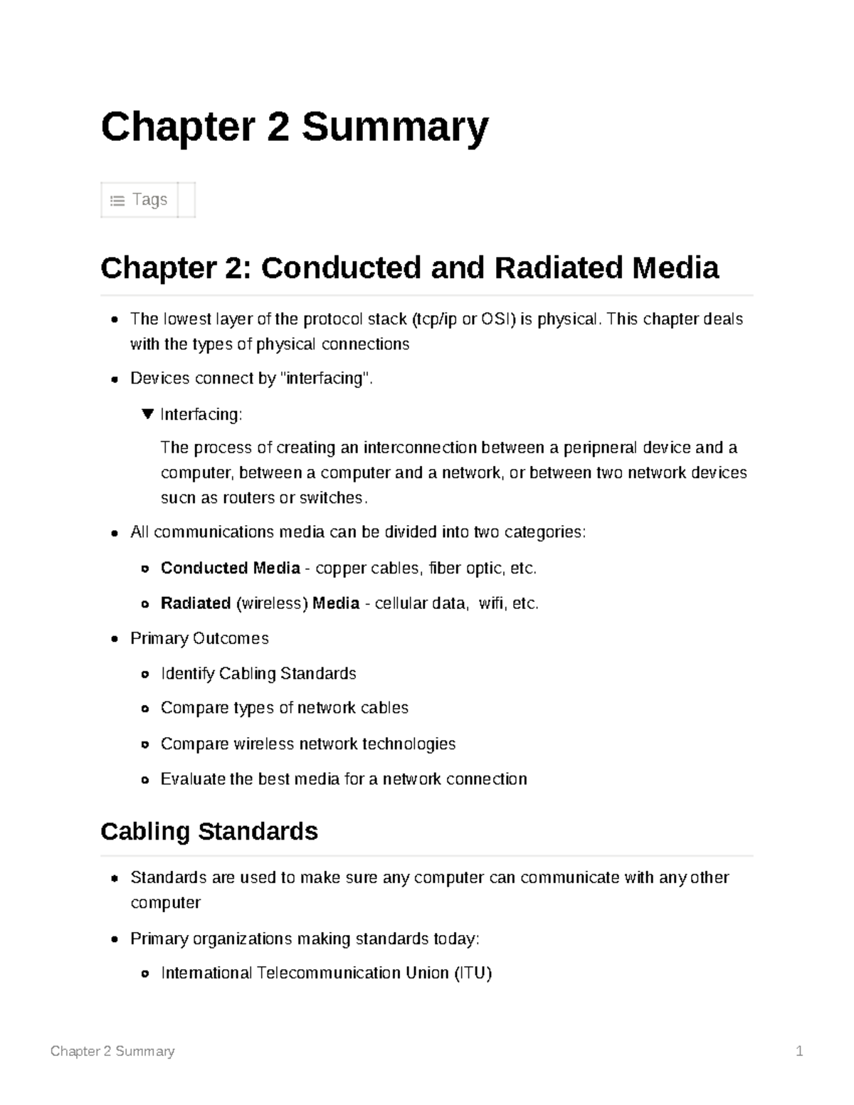 Chapter 2 Summary - Conducted and Radiated Media in Data Comms - Studocu