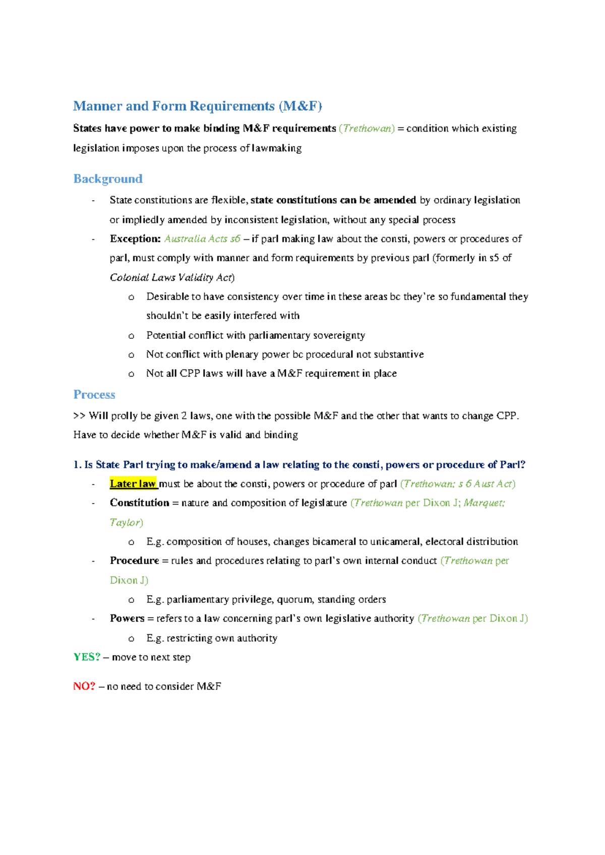 M&F Requirements: Analyzing Binding Legal Provisions & Procedures - Studocu