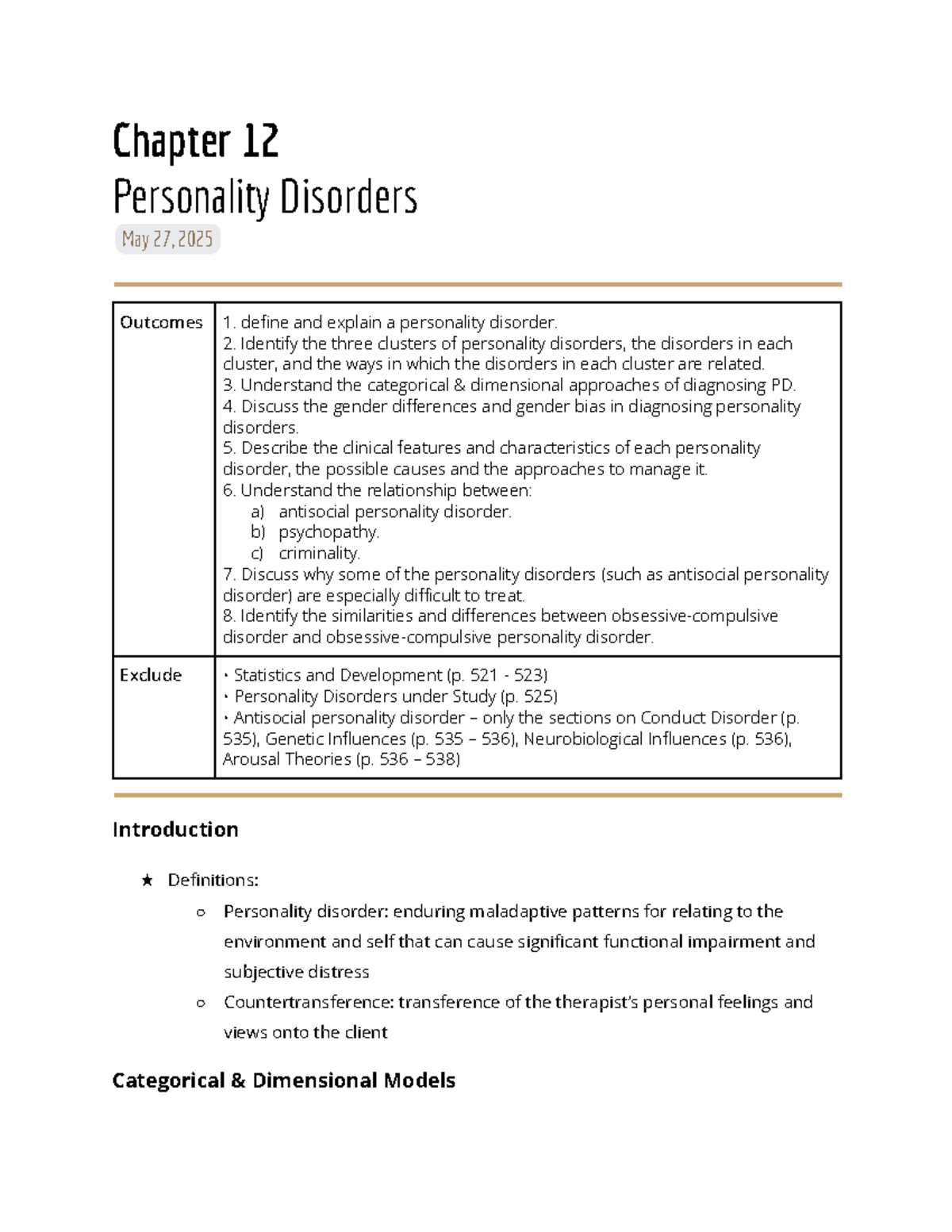 Chapter 12: Understanding Personality Disorders and Their Clusters ...