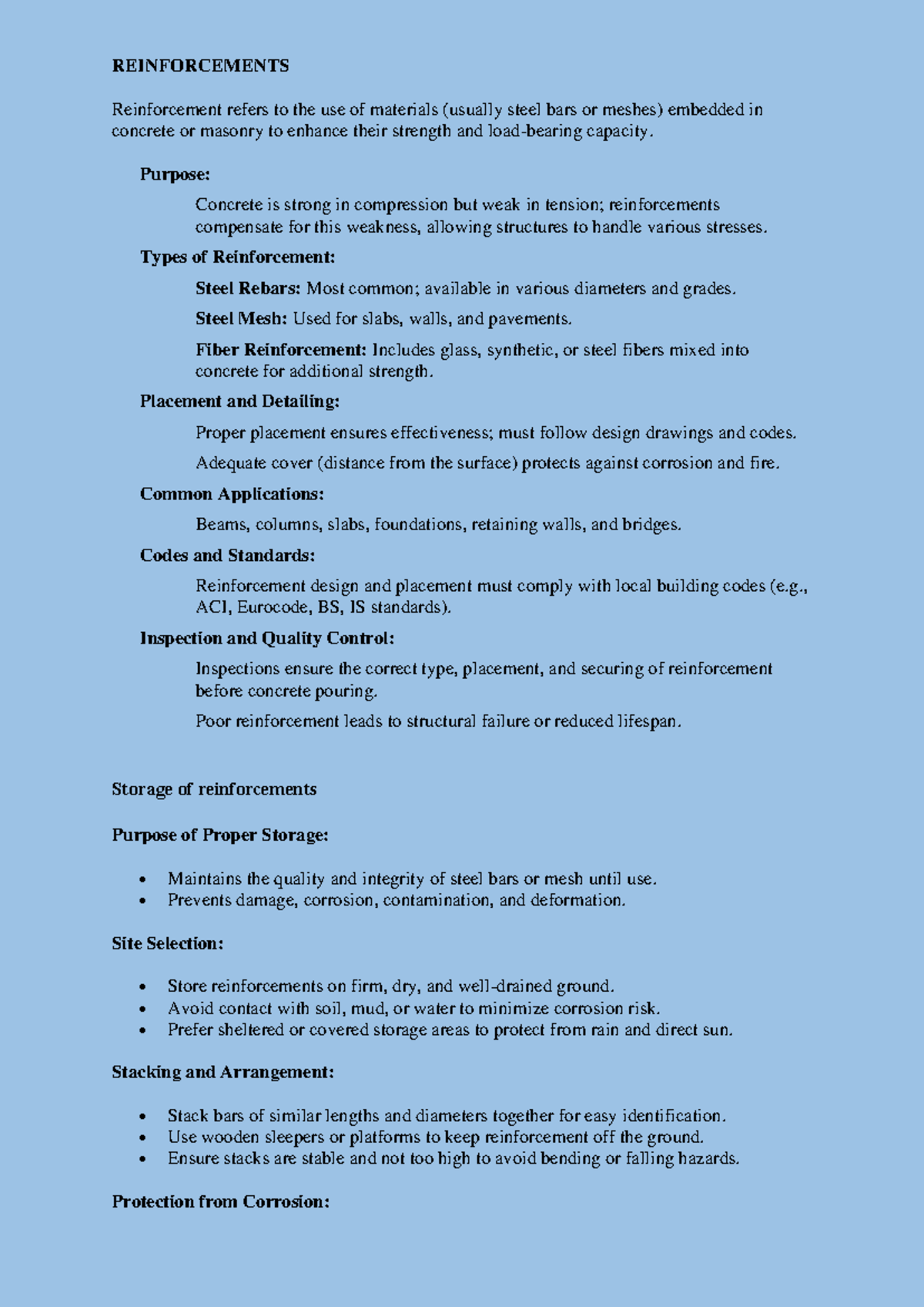 RE- Reinforcements: Types, Placement, and Best Practices - Studocu
