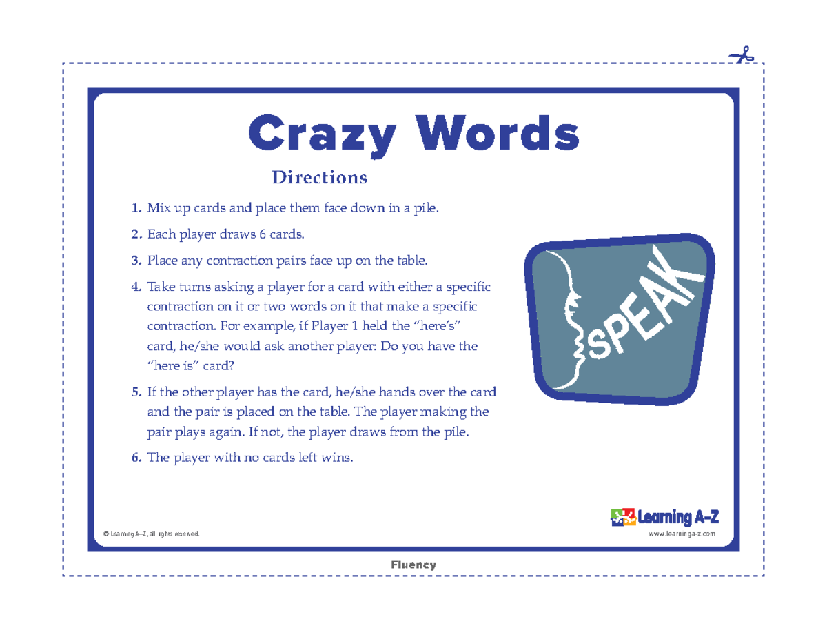 Lc G2 FL Crazy Words Game Instructions and Activities - Studocu