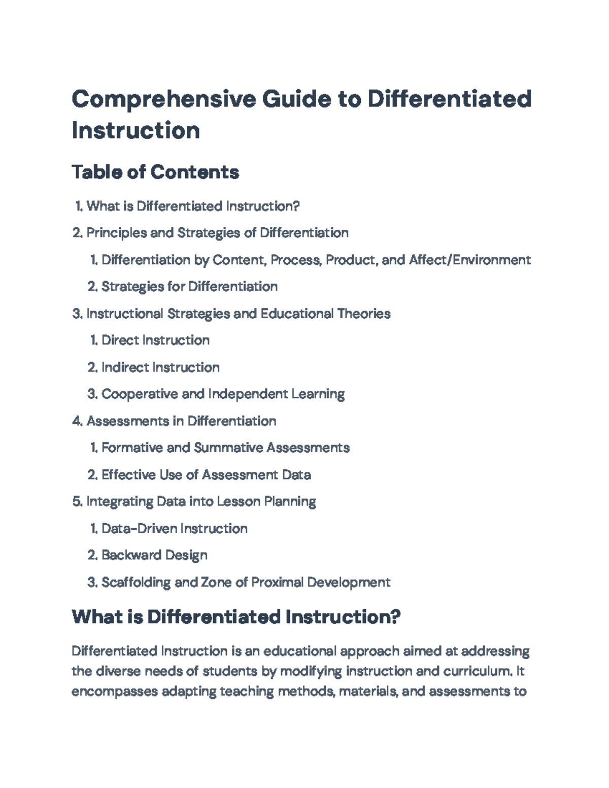 Differentiated Instruction: Principles, Strategies, and Assessments ...