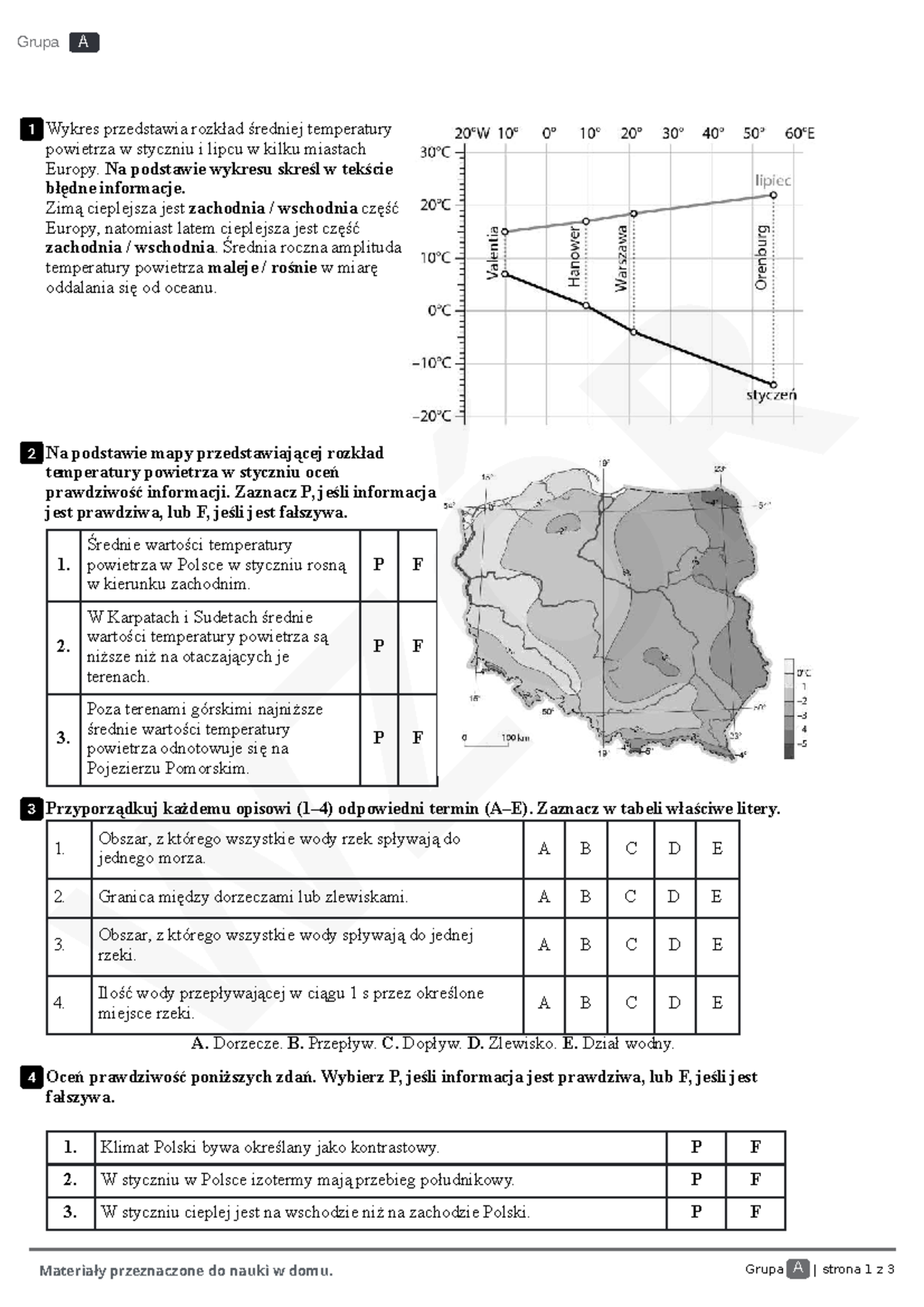 Geografia - Klasa 7 - Dział 1 - Test 2: Temperatura i Gleby w Polsce ...