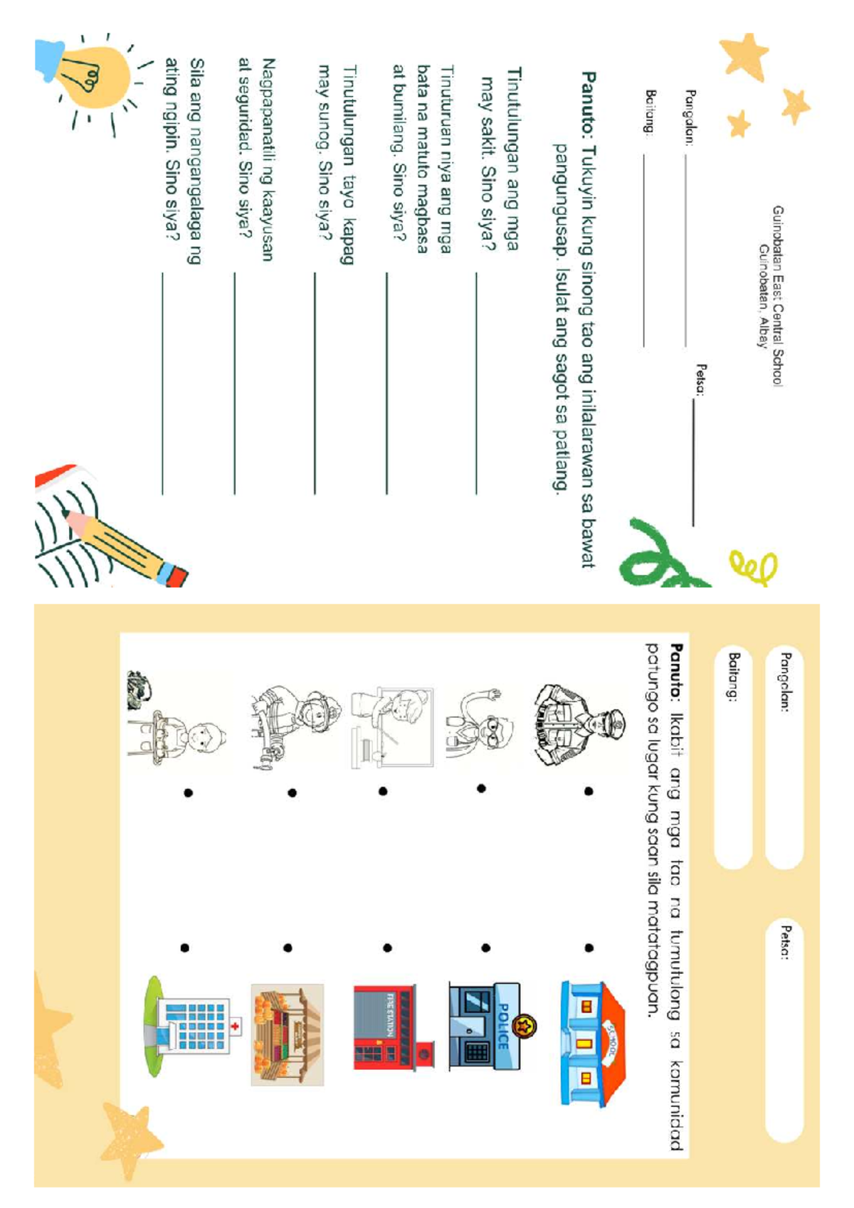 Community Helpers Worksheet for Grade 2 - Studocu