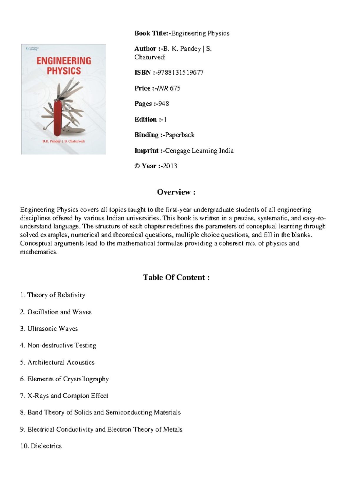 Engineering Physics Overview: Key Concepts & Topics for Students - Studocu