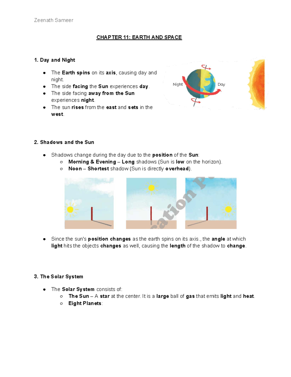 Chapter 11 earth and space note - Zeenath Sameer CHAPTER 11: EARTH AND ...