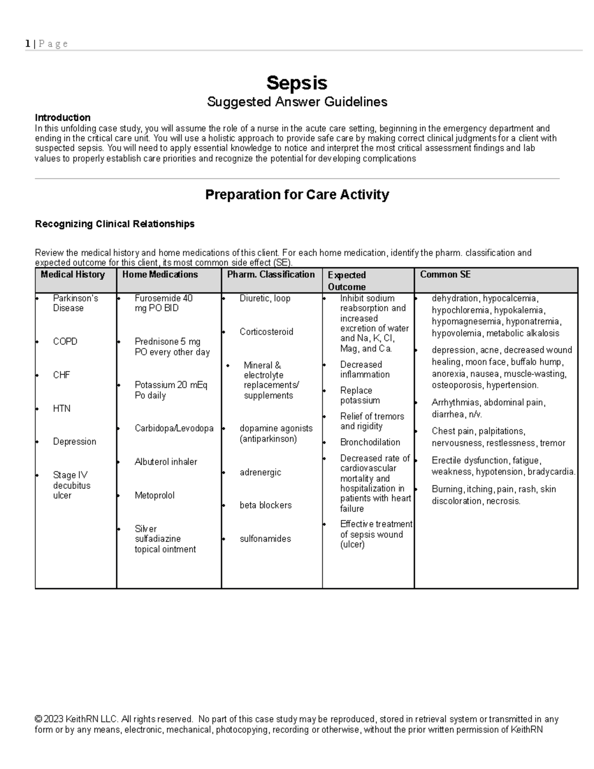 NUR 207 Case Study: Managing Septic Shock in Acute Care Setting - Studocu