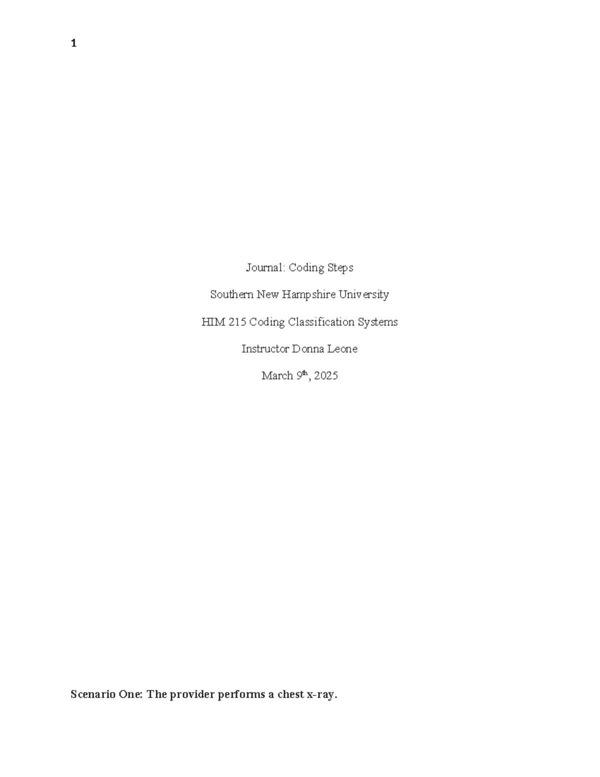 HIM 215 Final Exam Journal 1: Coding Steps Analysis and Scenarios - Studocu