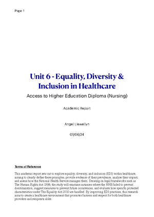 Unit 6 - new unit 6 learndirect - Equality, Diversity, and Inclusion ...