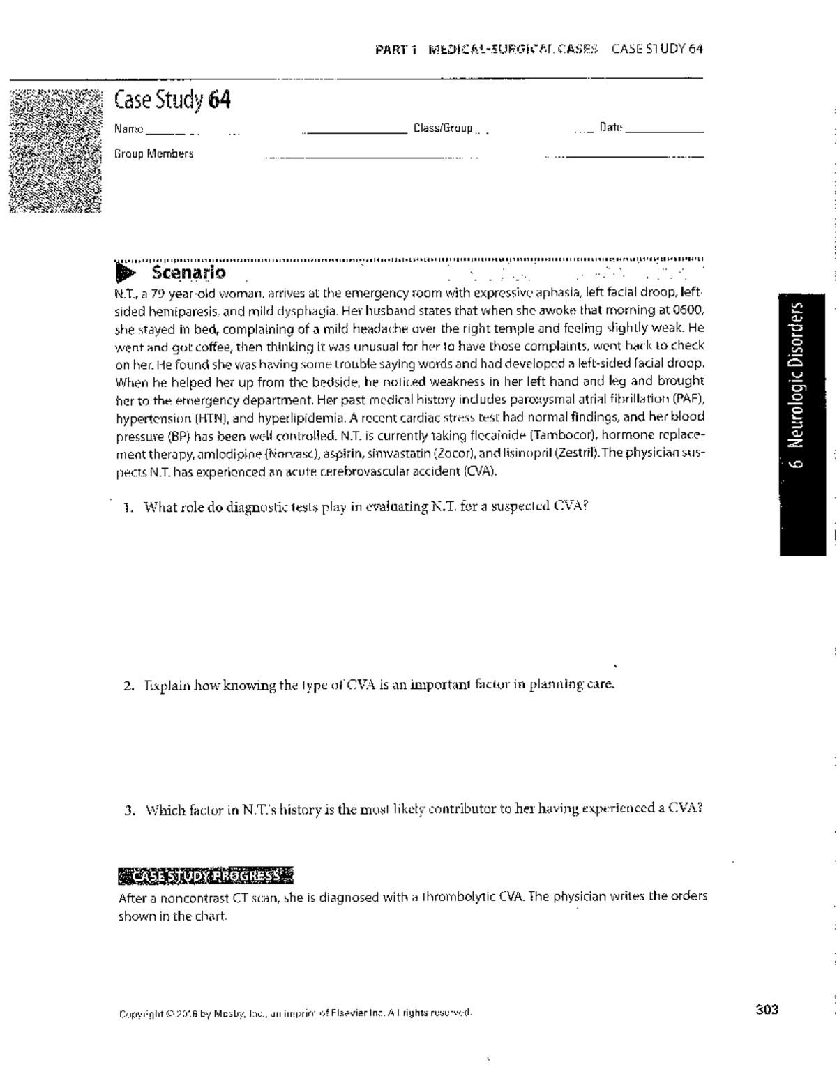 Case Study 64: Evaluation and Management of Acute CVA in N.T. - Studocu