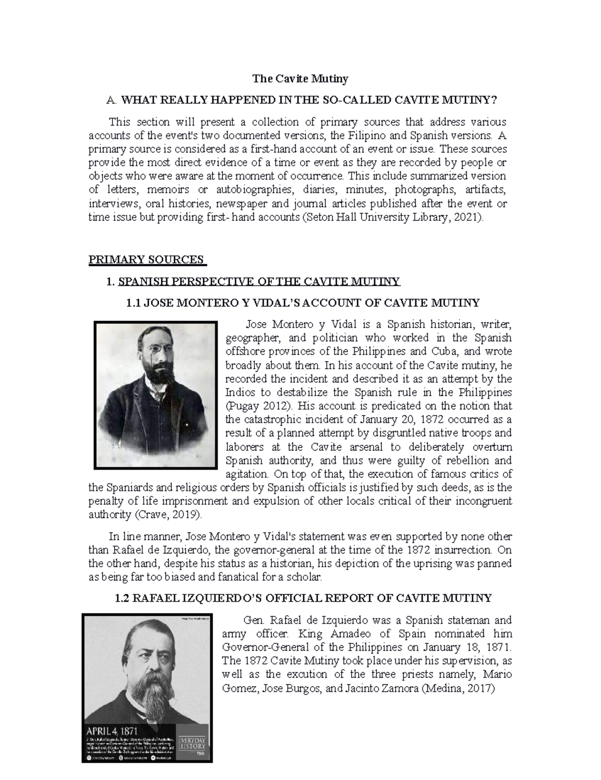 CASE Study - The Cavite Mutiny A. WHAT REALLY HAPPENED IN THE SO-CALLED CAVITE MUTINY? This ...