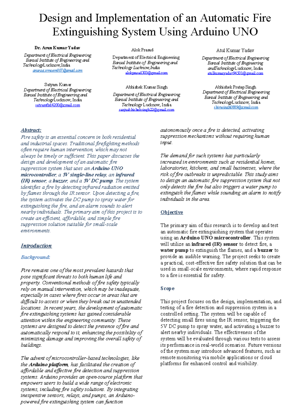 Design and Implementation of an Automatic Fire Extinguishing System ...