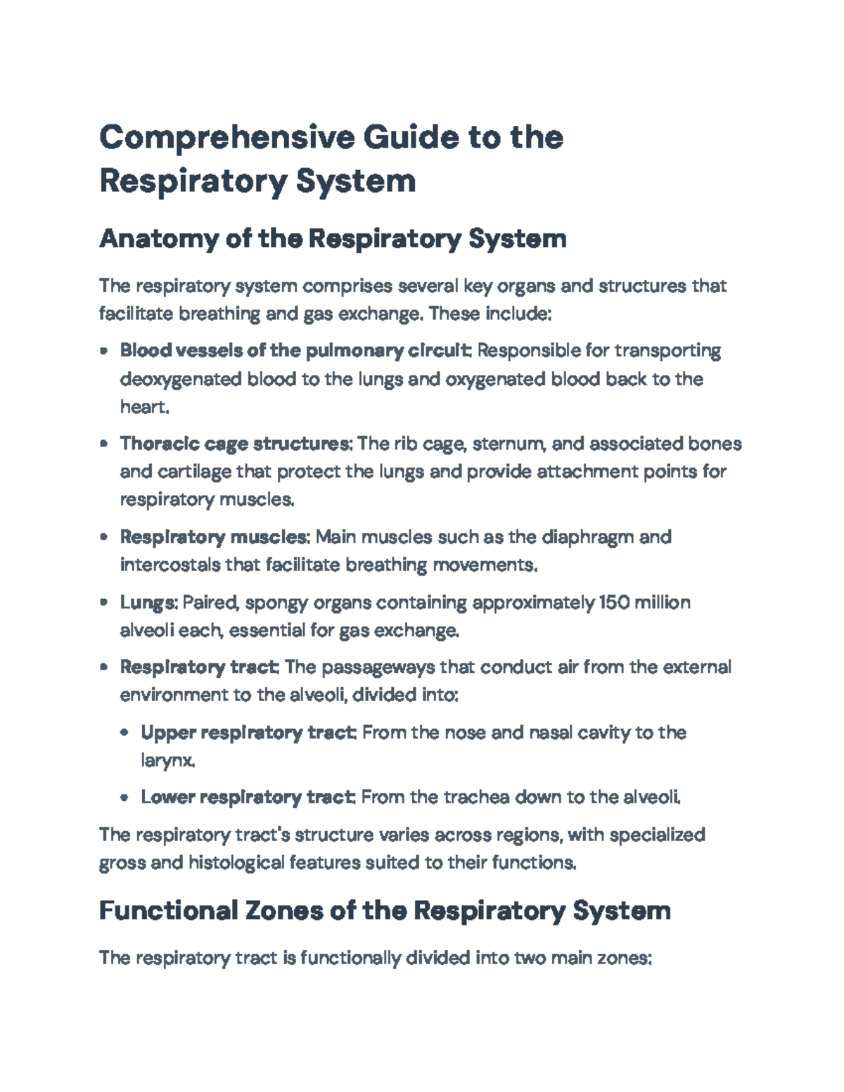 Comprehensive Overview of the Respiratory System - Anatomy & Function - Studocu