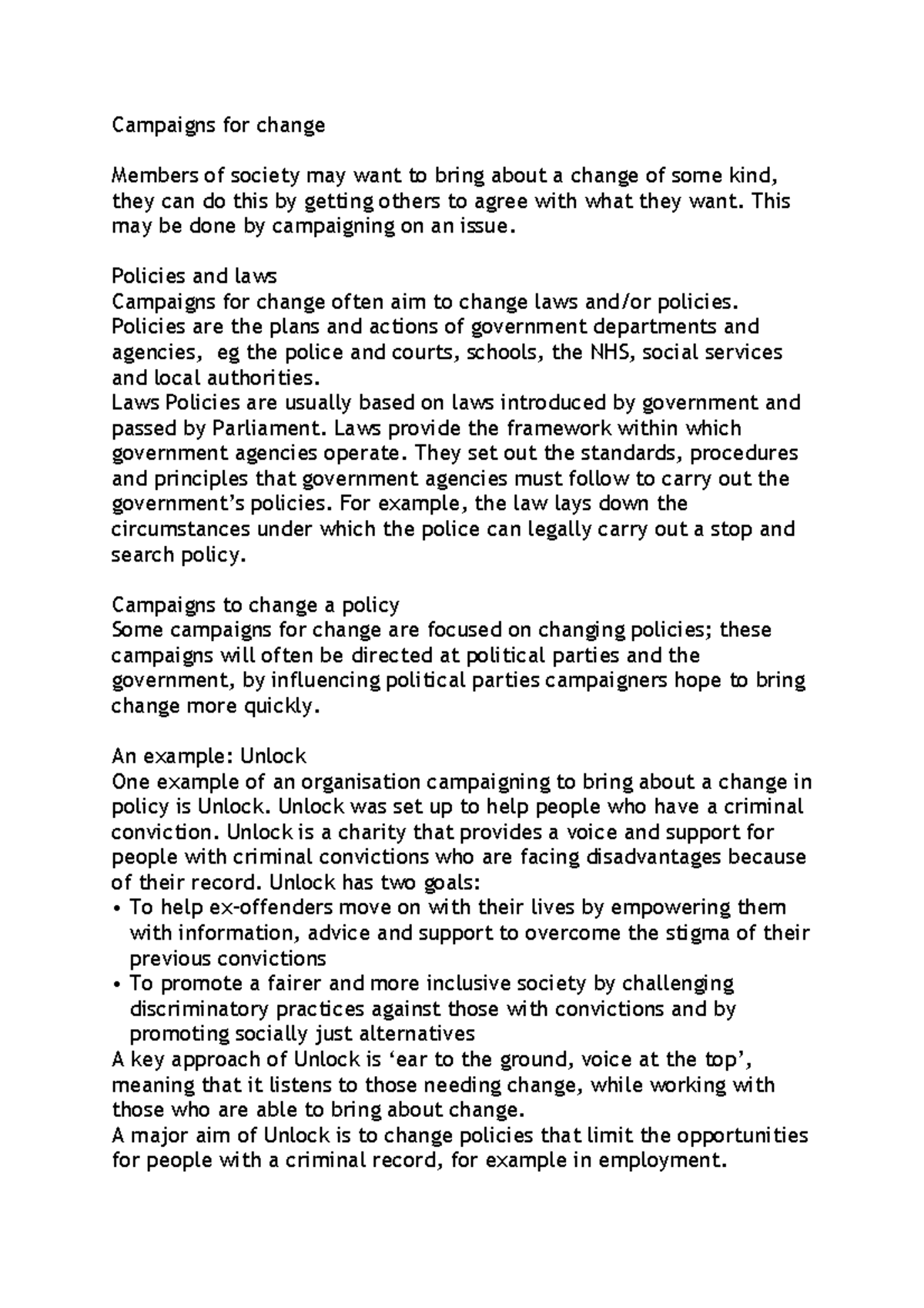 Campaigns for Change: Strategies and Examples of Social Impact - Studocu