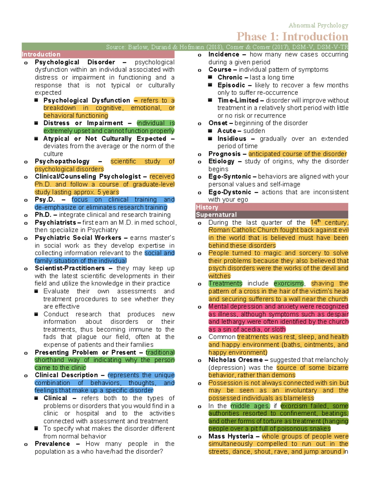 Abpsych Summary: Key Concepts in Abnormal Psychology Review - Studocu