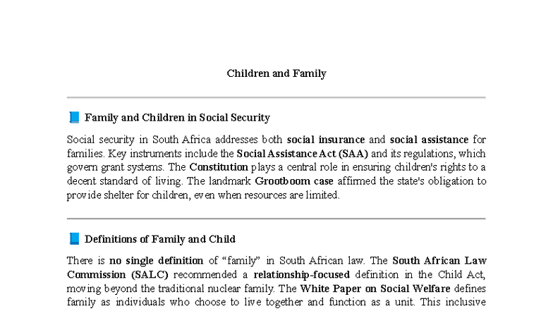 Social Security and Family Protections in South Africa: A Study Guide ...