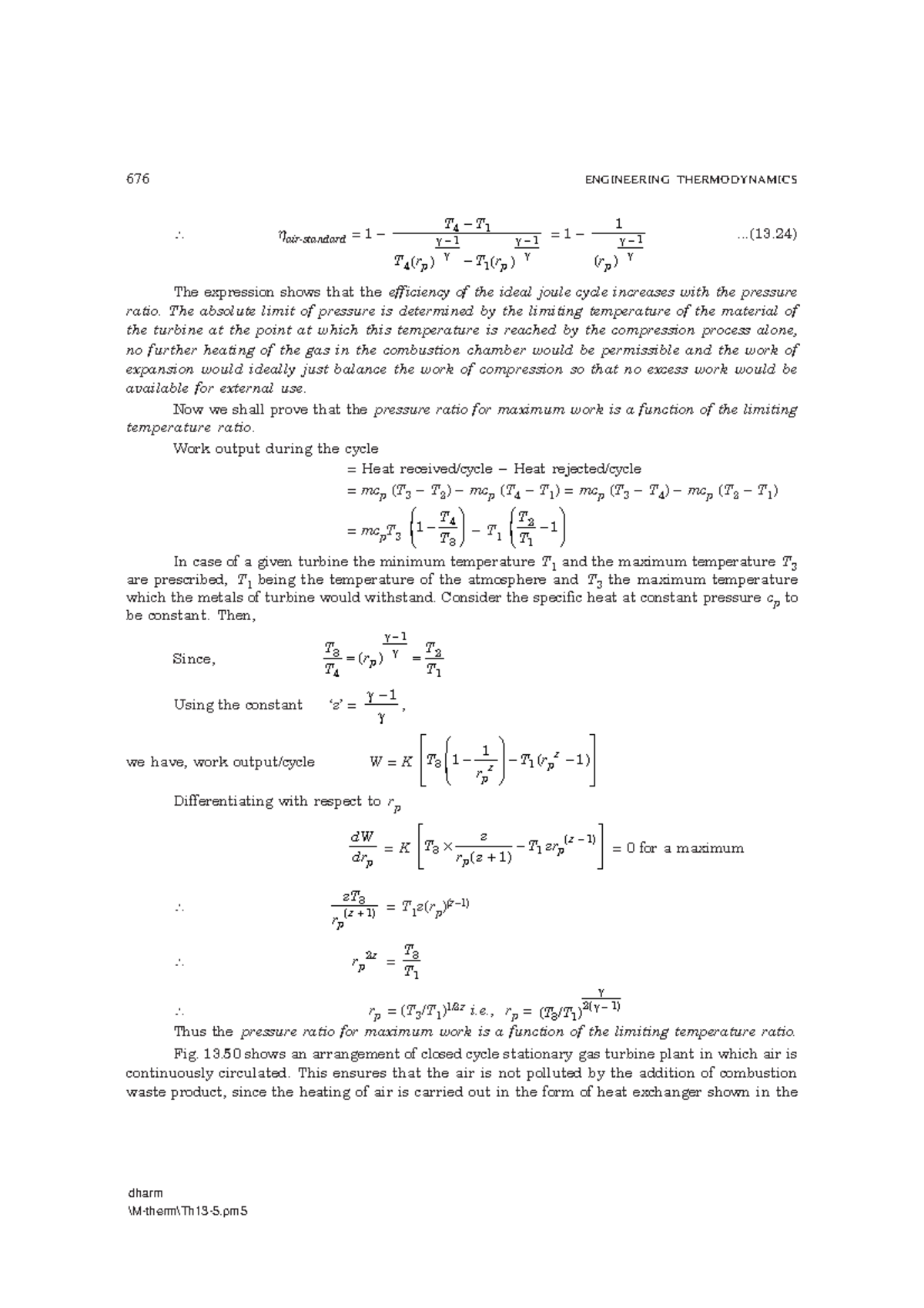 676 ENGINEERING THERMODYNAMICS: Ideal Joule Cycle Efficiency Analysis ...