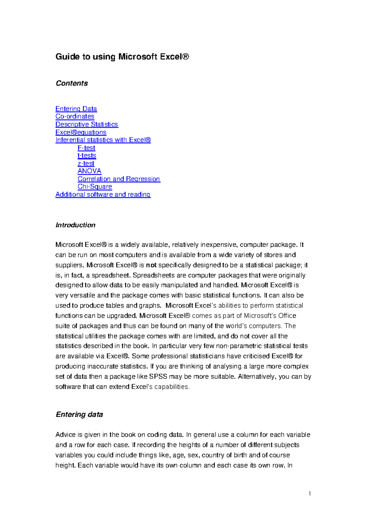 Guide to Using Microsoft Excel for Statistics (STAT 101) - Studocu