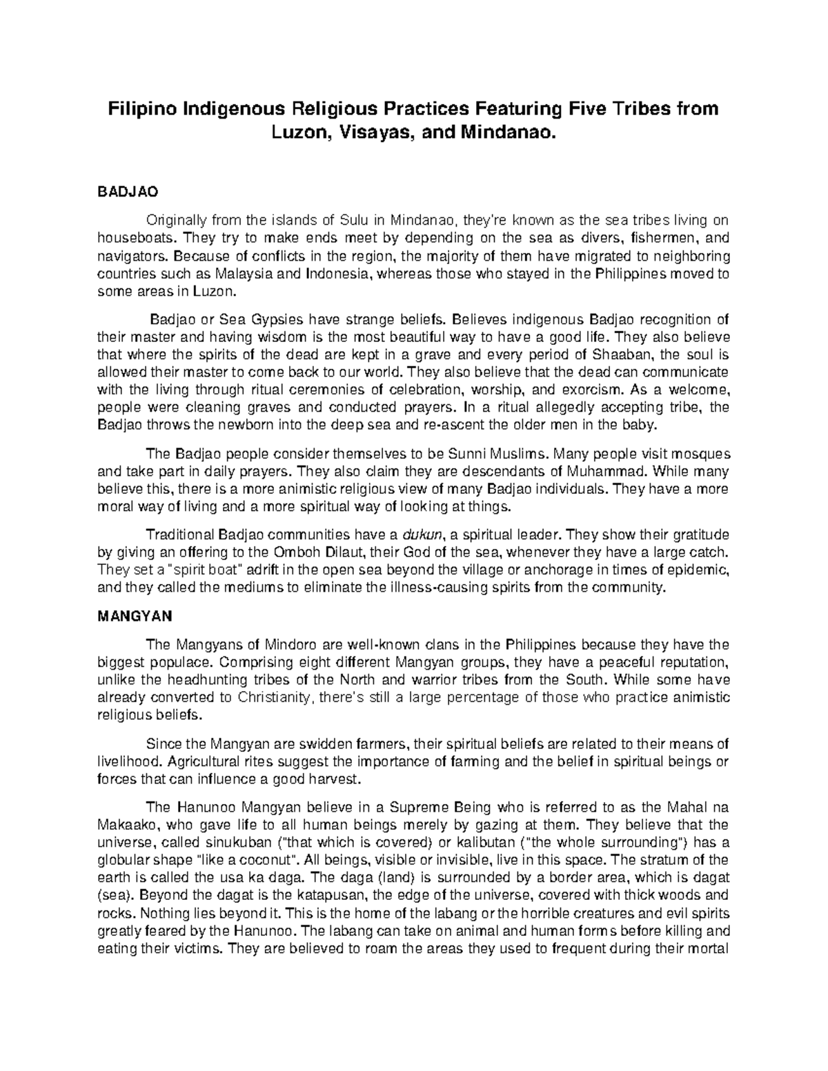 Exploring Filipino Indigenous Religions: Five Tribes Across Luzon ...