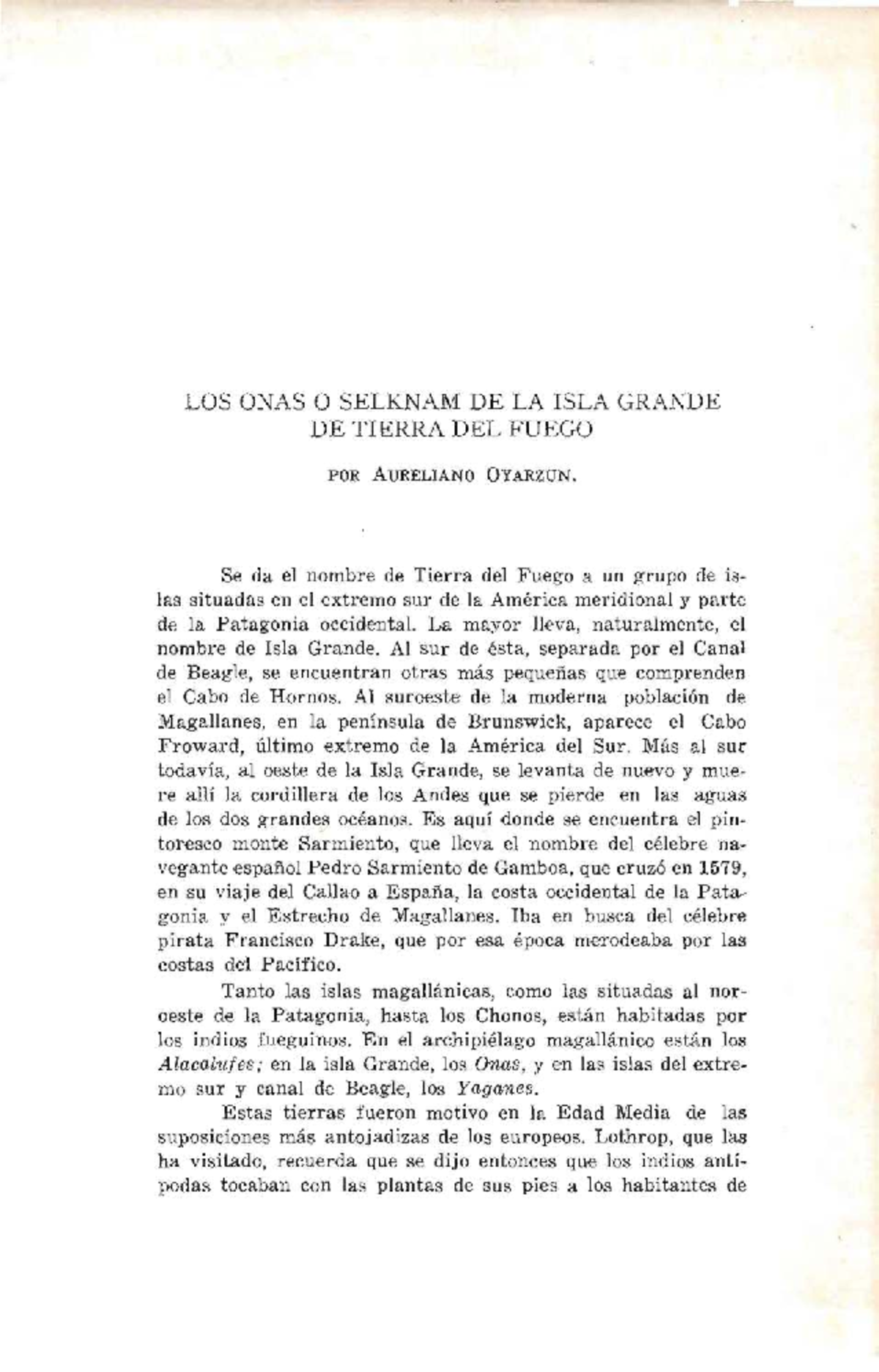 Los Onas o Selknam de la Isla Grande de Tierra del Fuego - Aureliano ...