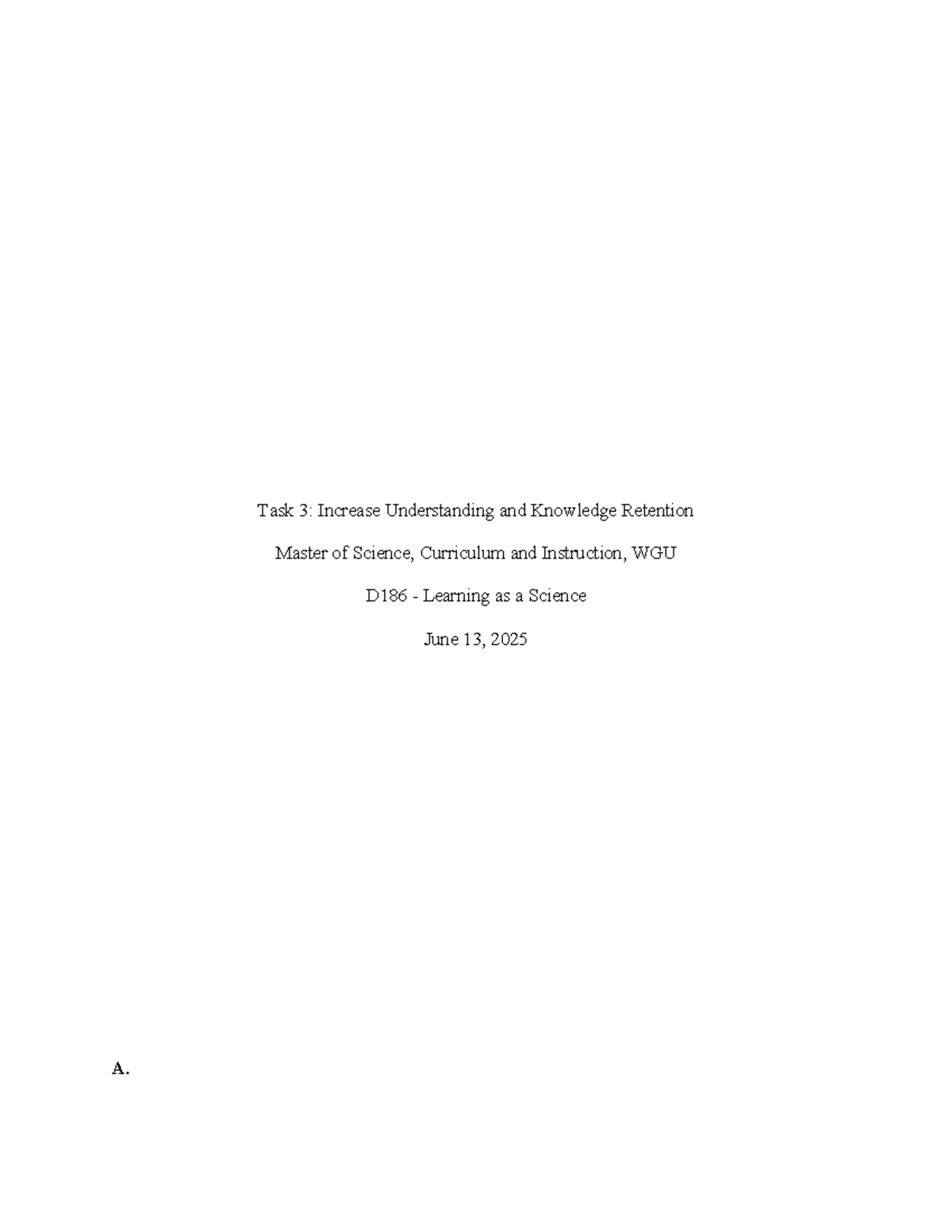 D186 Task 3: Enhancing Knowledge Retention in 6th Grade Math - Studocu