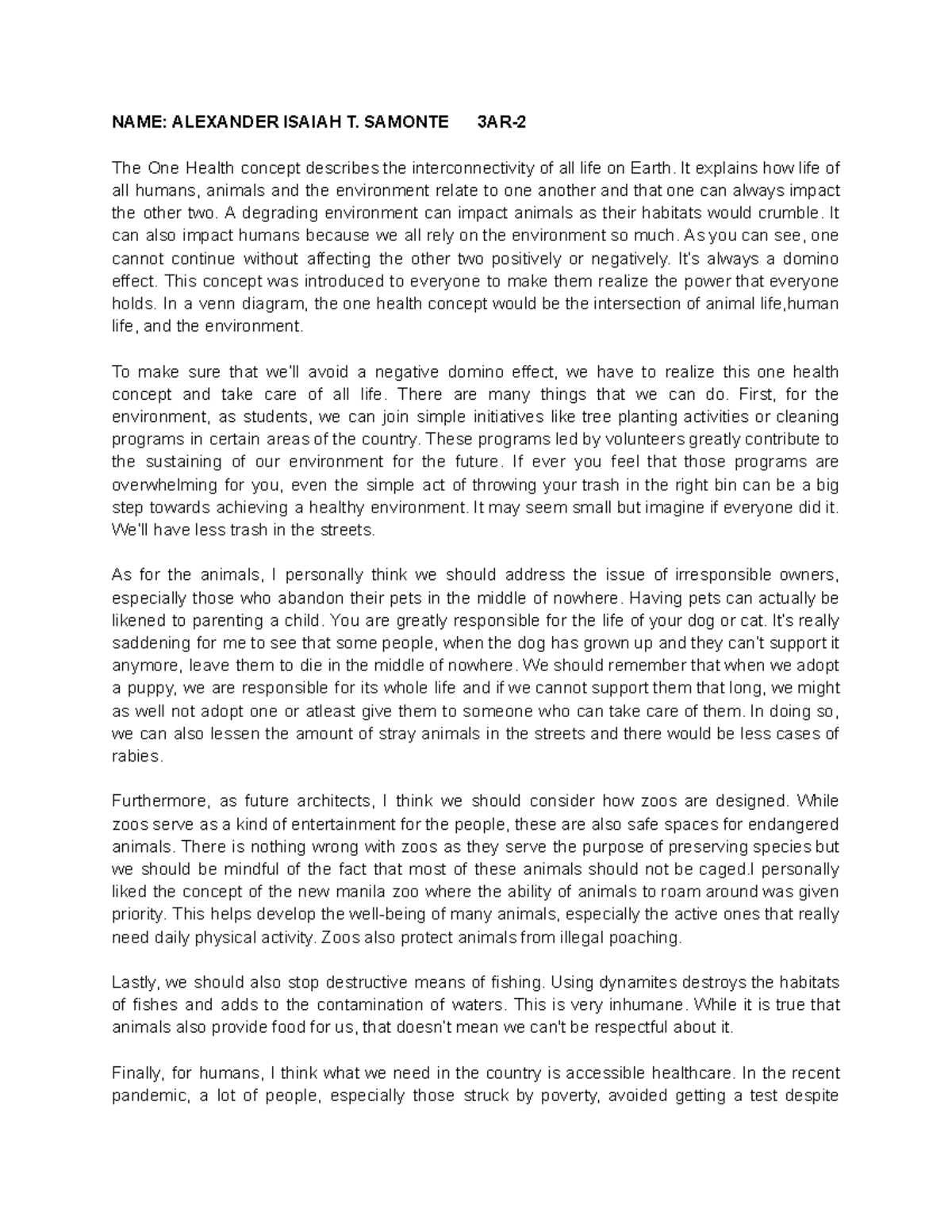 Reflection Essay - NAME: ALEXANDER ISAIAH T. SAMONTE 3AR- The One ...