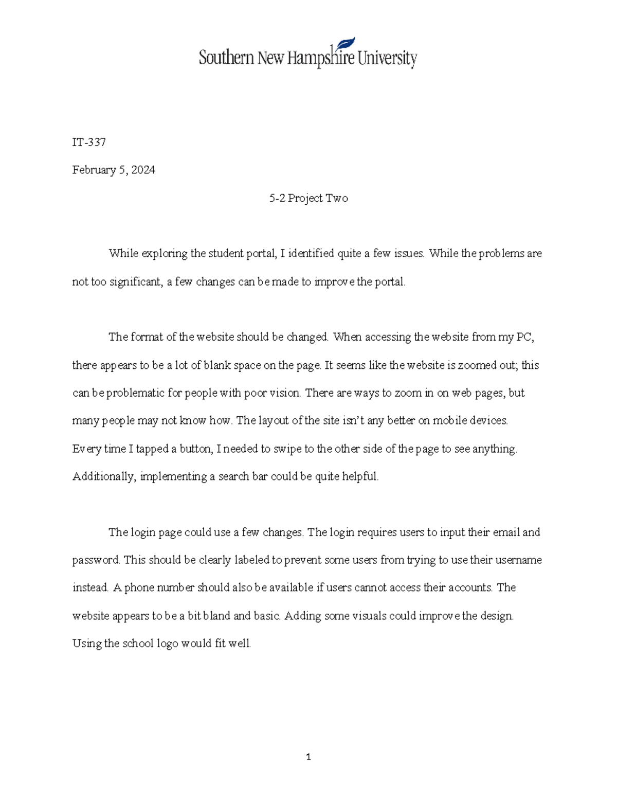 IT-337 Project Two: Enhancements for the MYU Student Portal - Studocu