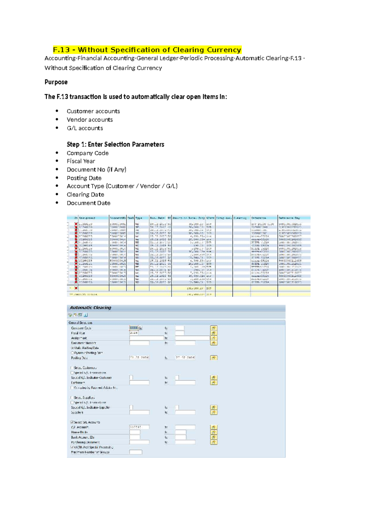 Month End Process - F.13 Clearing & Depreciation Overview - Studocu