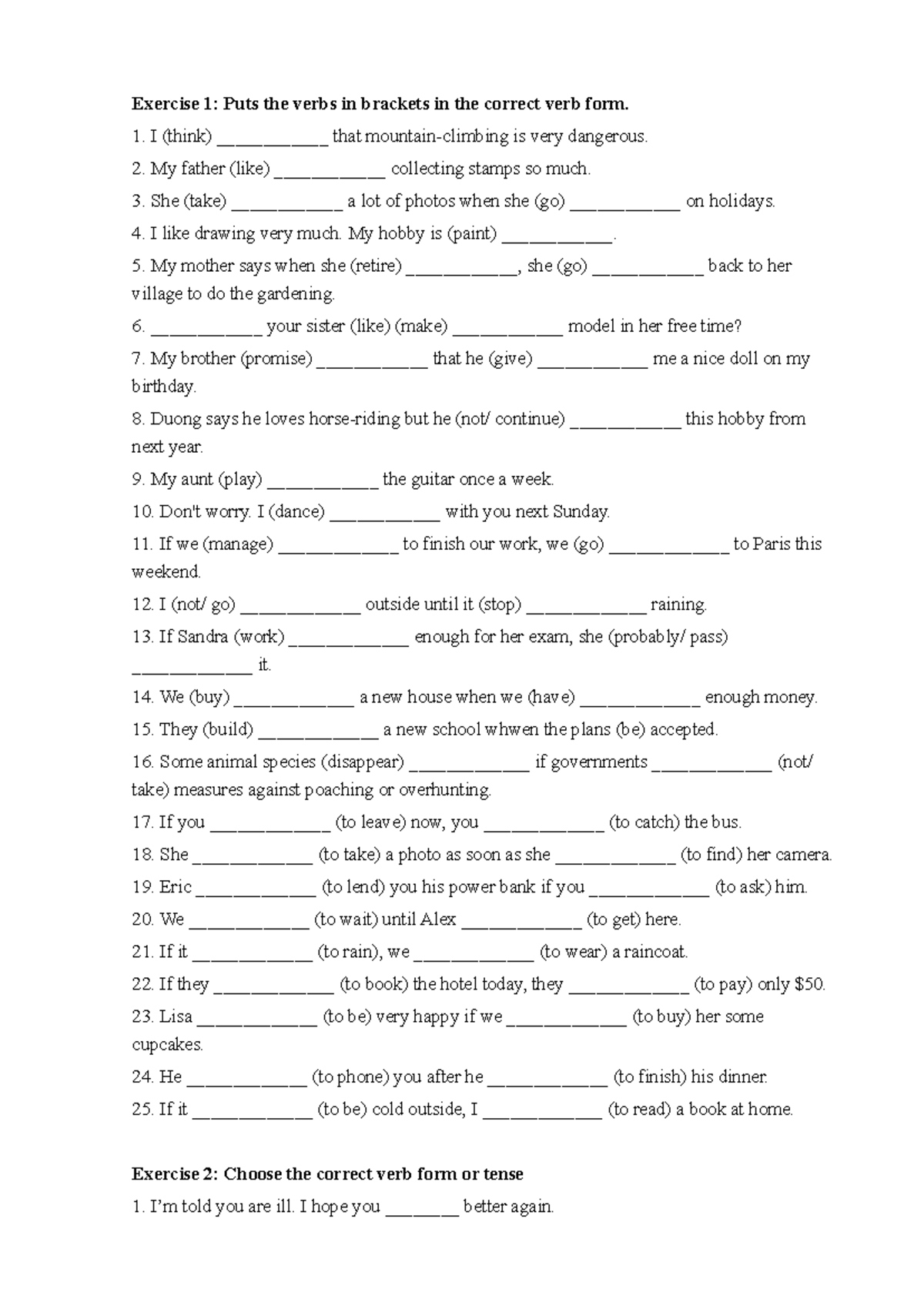 Present Simple & Future Tenses Exercises (ENG 101) - Studocu