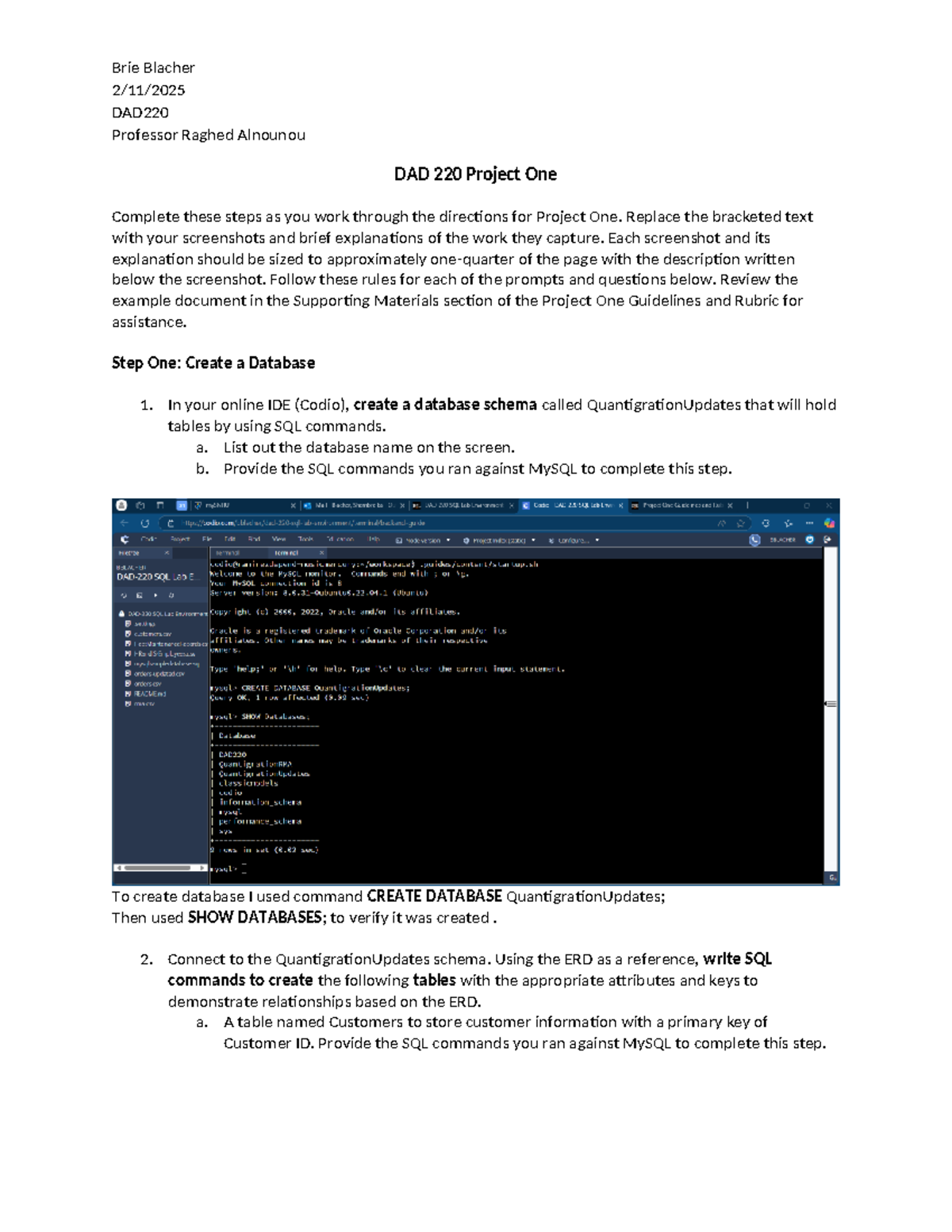 DAD 220 Project One - 2/11/ DAD Professor Raghed Alnounou DAD 220 ...
