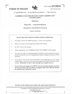 English A 2020 CSEC Paper 01 Instructions and Sample Questions - Studocu