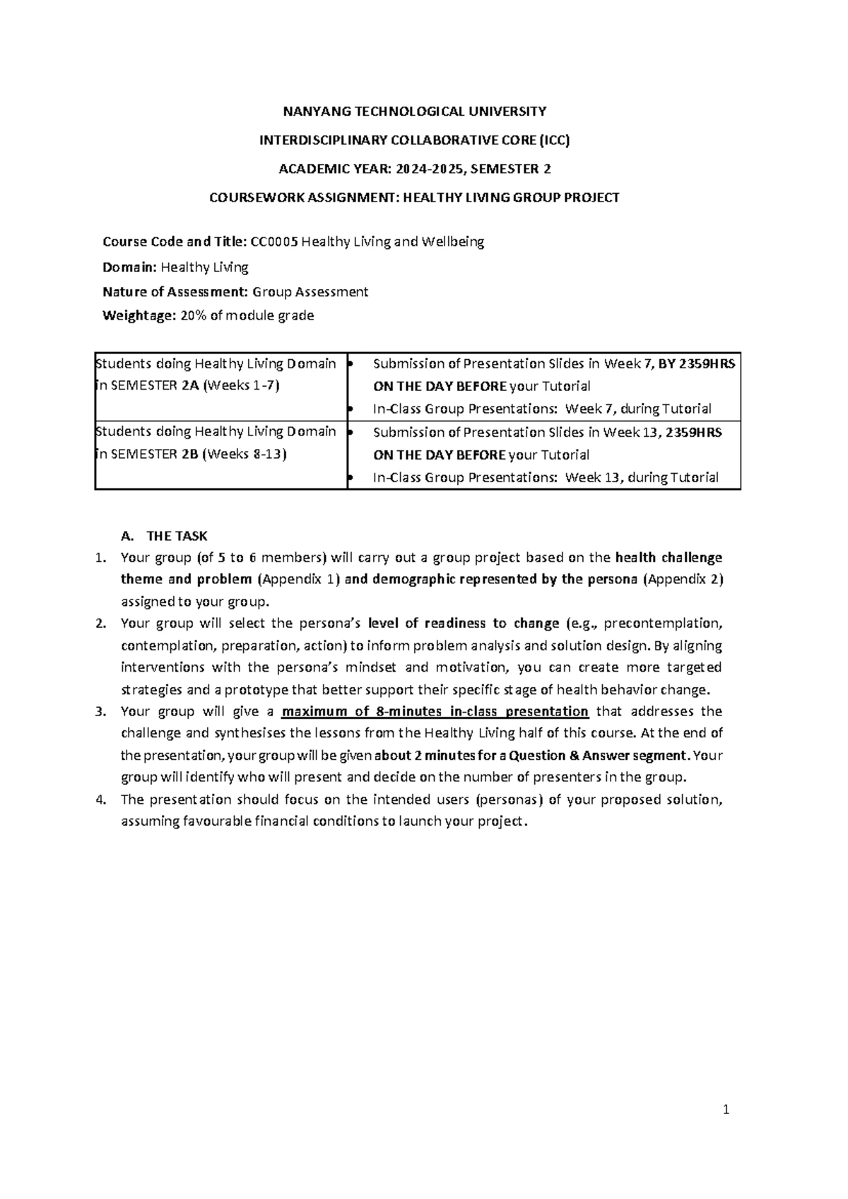 CC0005 Healthy Living & Wellbeing Knowledge Check Overview - Studocu