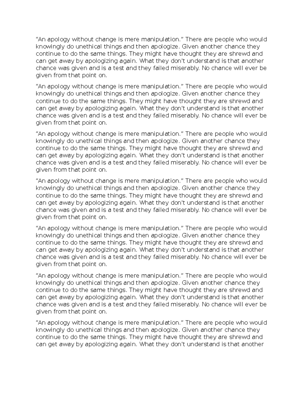 Ethics in Apologies: Understanding Manipulation and Change - Studocu