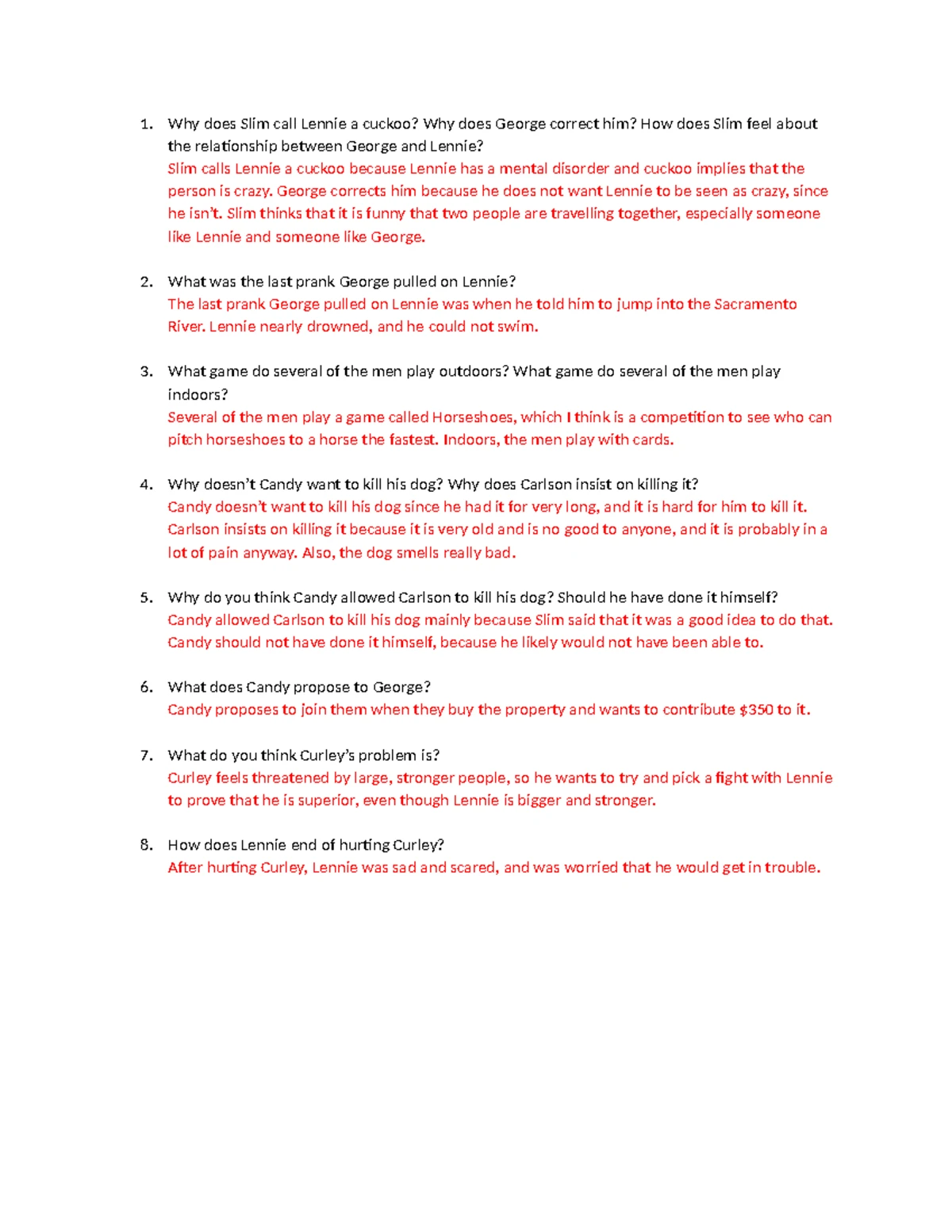 Of Mice and Men CH 5 & 6 Summary and Analysis - Studocu
