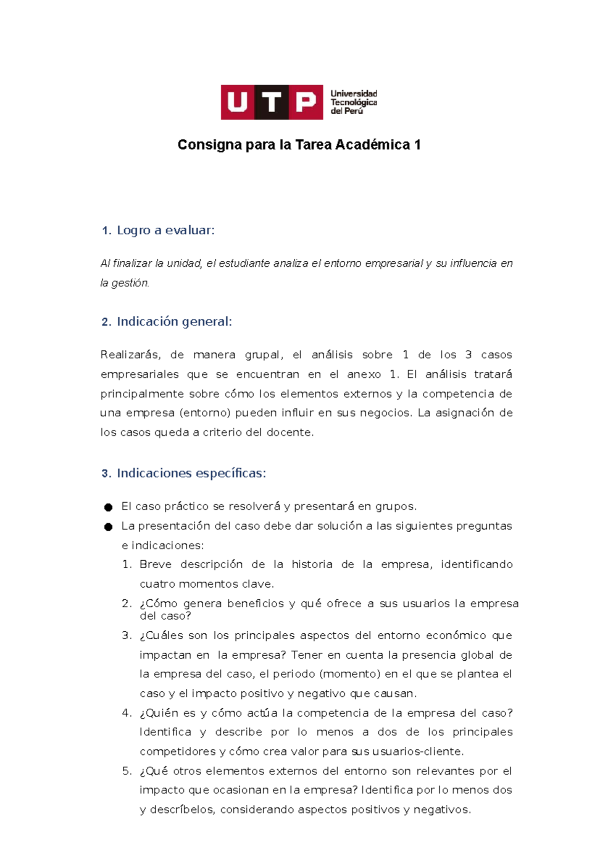 (AC-S02) Tarea Académica 1: Análisis del Entorno Empresarial - Studocu