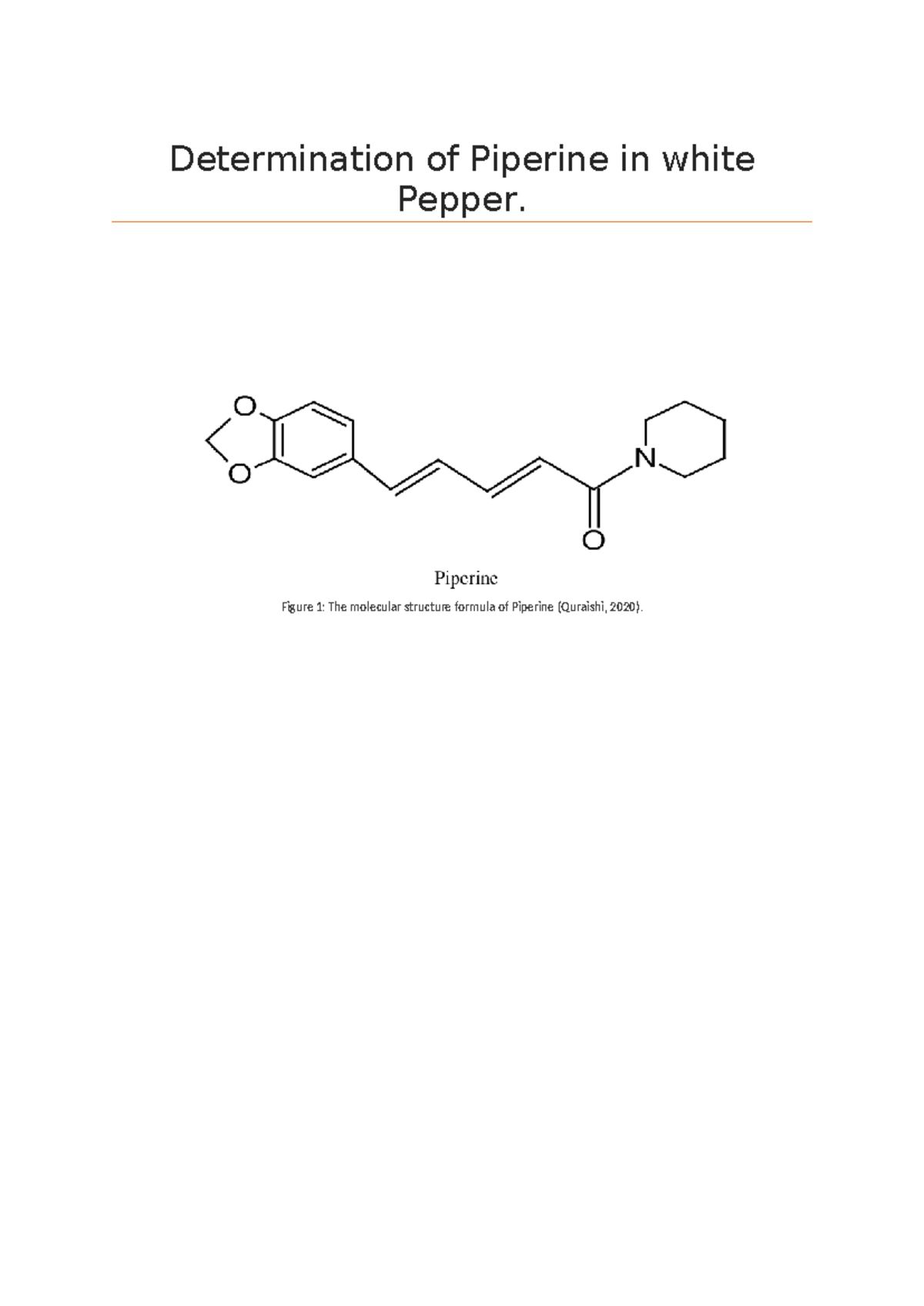Determination of Piperine in White Pepper - Lab Report 2023 - Studeersnel