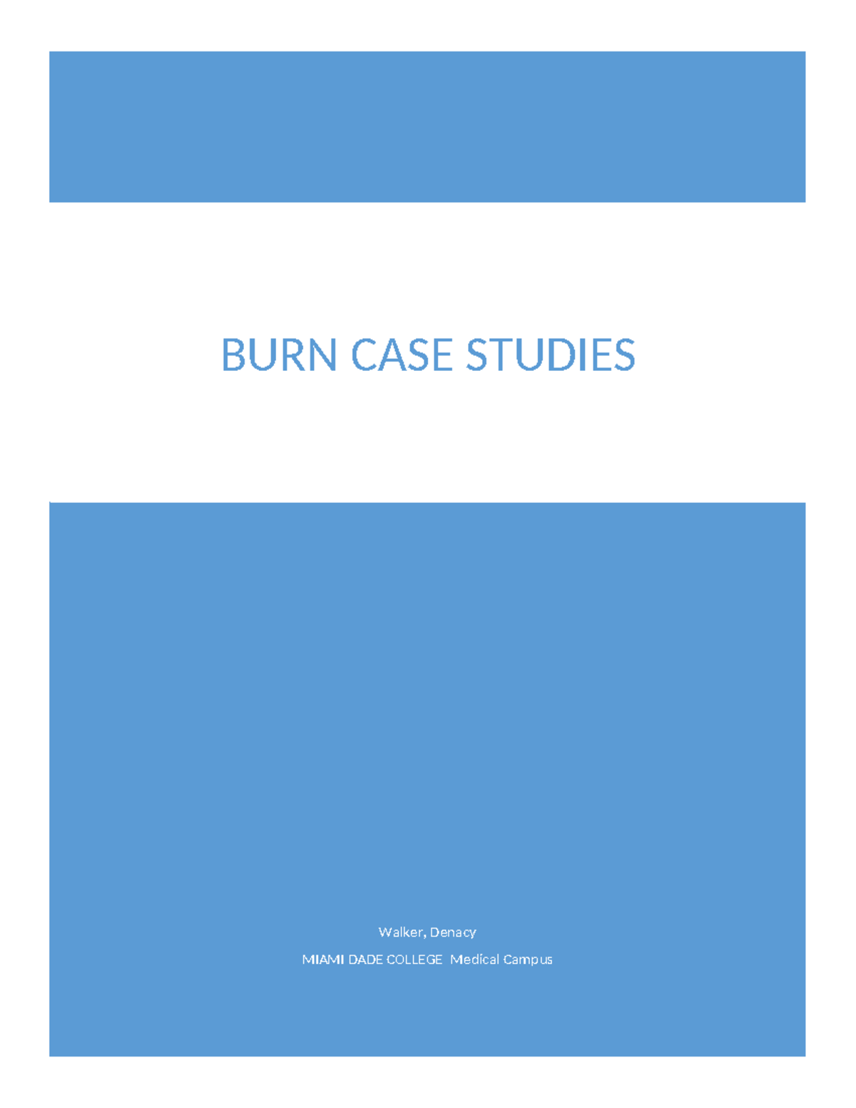 Burn Case Studies - Walker, Denacy MIAMI DADE COLLEGE Medical Campus ...
