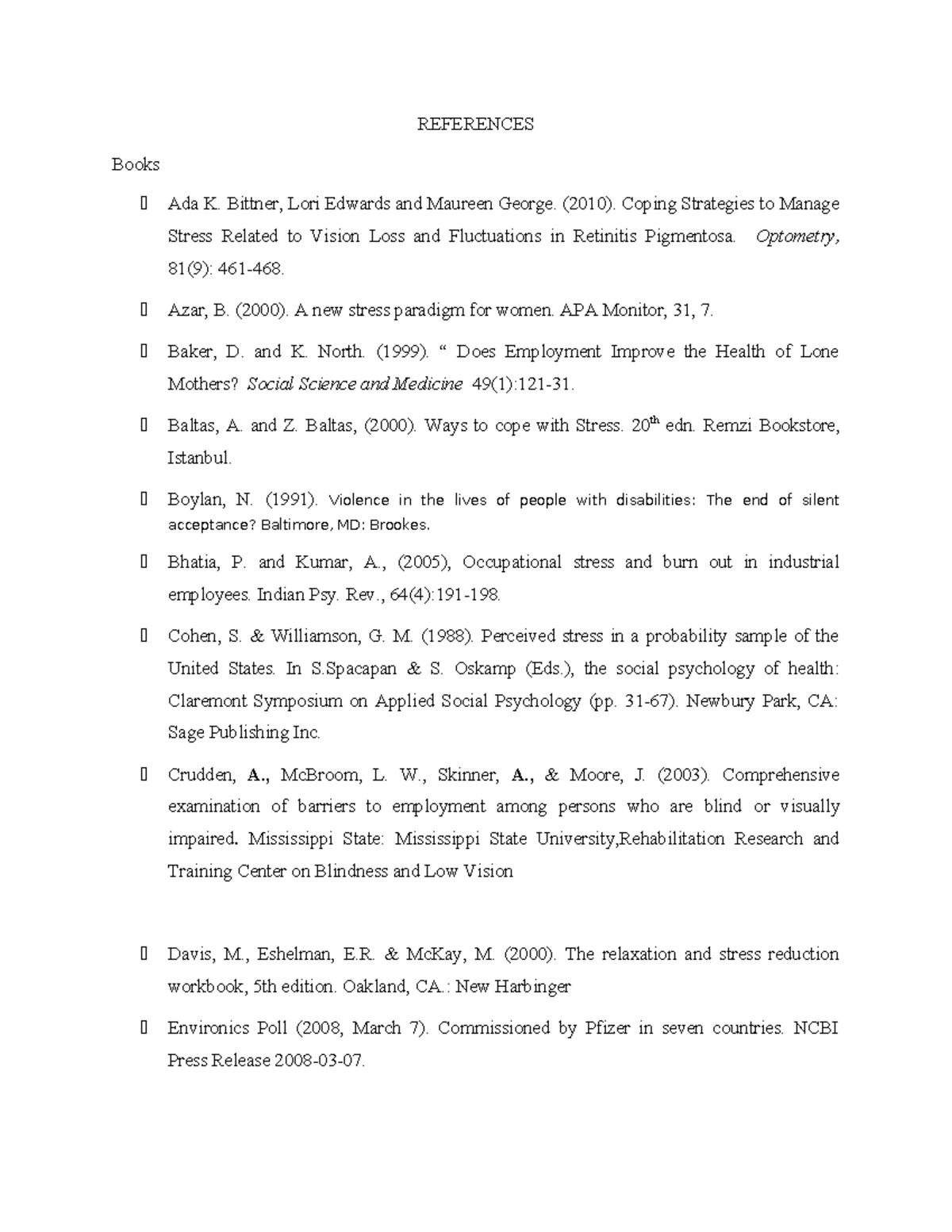 Refernce - asdsd - REFERENCES Books Ada K. Bittner, Lori Edwards and Maureen George. (2010 ...