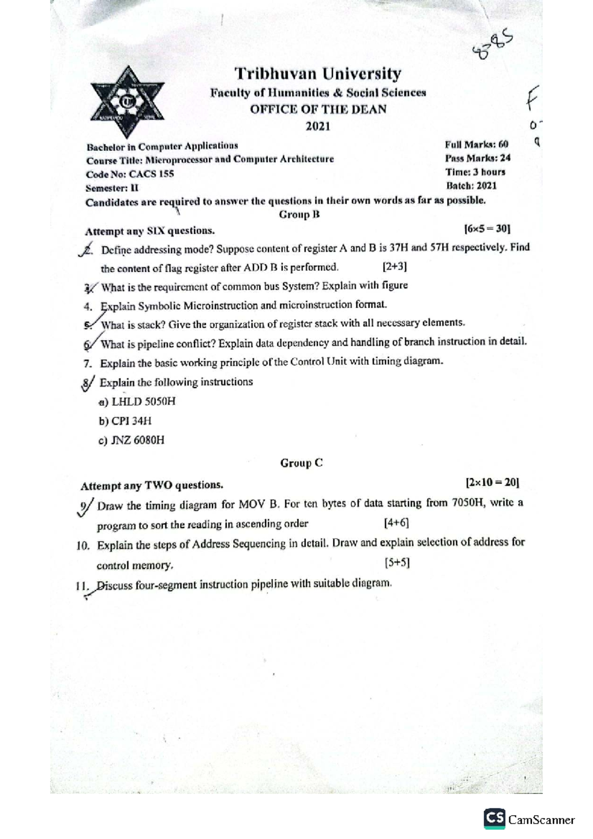 CACS 155 2nd Sem Microprocessor & Computer Architecture Notes - Studocu