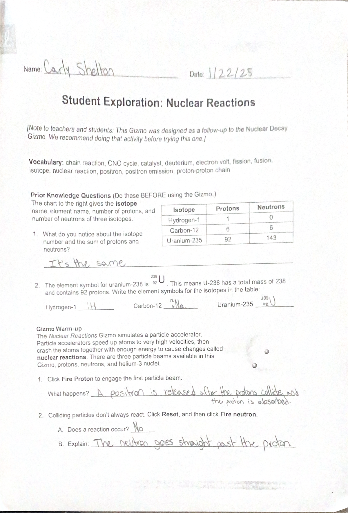 Nuclear Reactions Exploration: Gizmo Insights and Vocabulary - Studocu