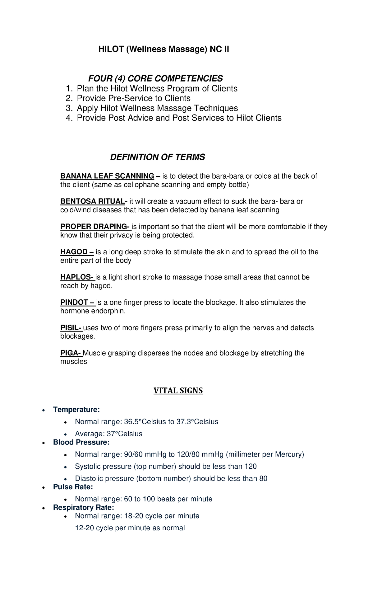 HILOT (Wellness Massage) NC II: Core Competencies & Techniques Guide ...