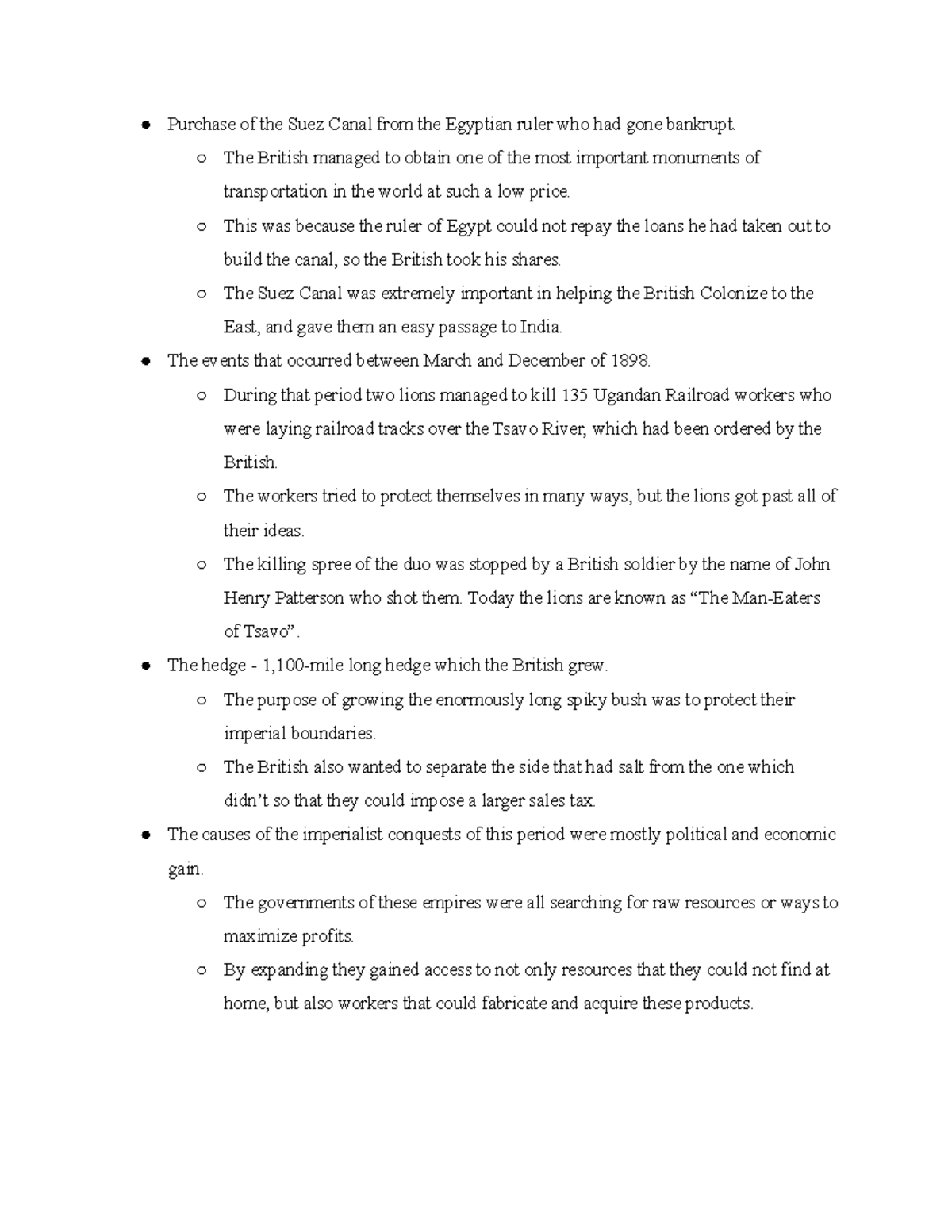 Imperialism Notes - Purchase of the Suez Canal from the Egyptian ruler ...