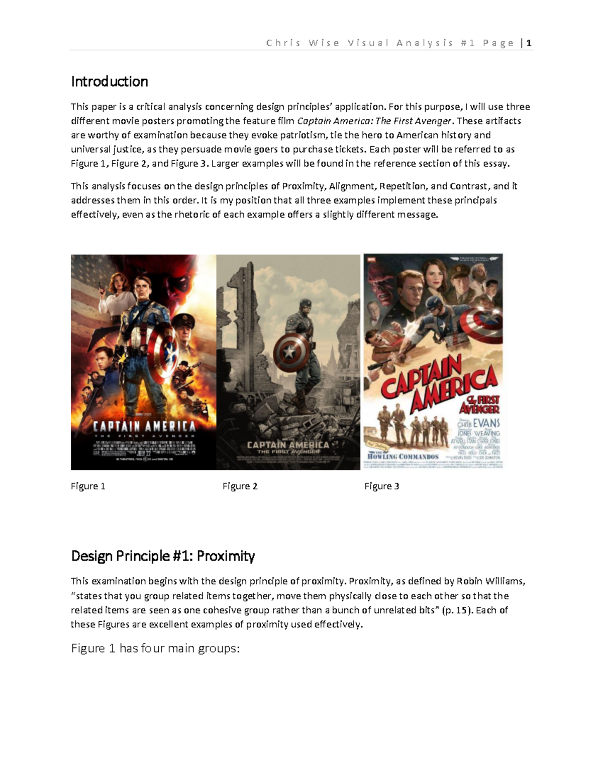 Visual Analysis #1: Design Principles in Captain America Posters - Studocu