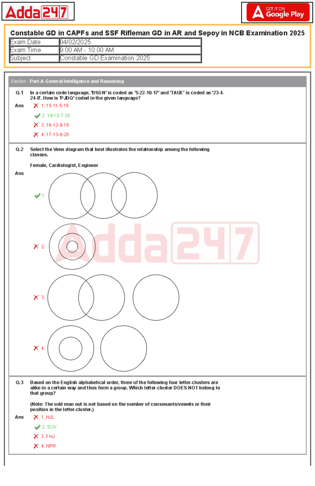 SSC GD Constable Exam 2025: Intelligence & Reasoning Paper Analysis ...