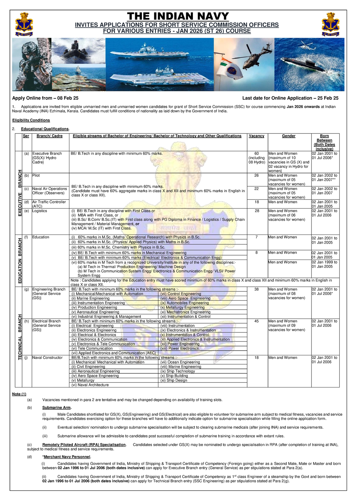 Notification for TES Navy Course 2025 (ST 26) - Apply Now! - Studocu