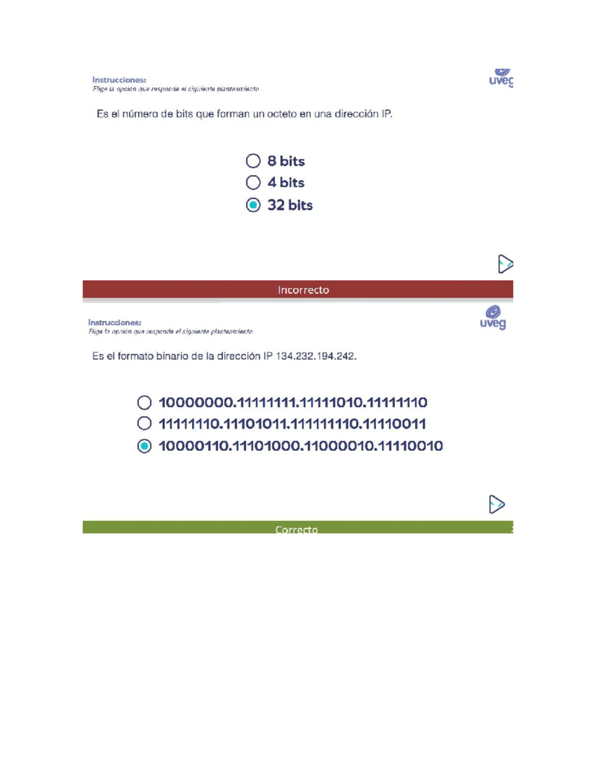 Ejercicio leccion 1 - Instrucciones: uvec e Elige la opción que responde el siguiente ...